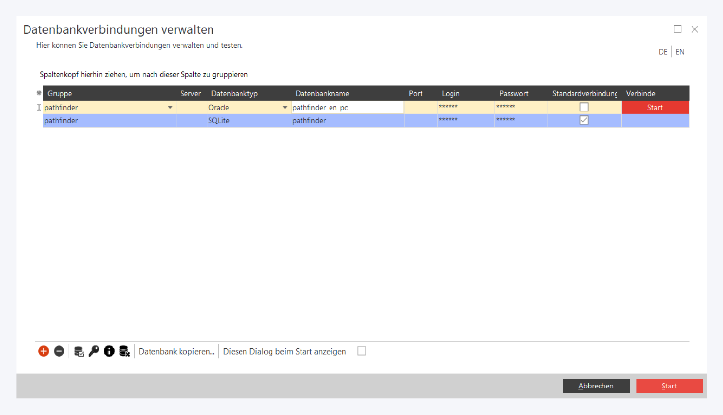 Pathfinder mit Oracle verwenden