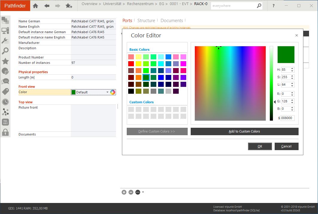 Farbcodes für Kabel